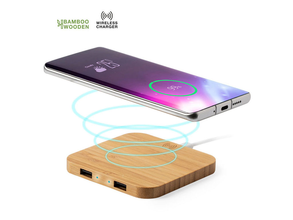 Bamboo Wireless Charger With Dual USB China Factory Producers