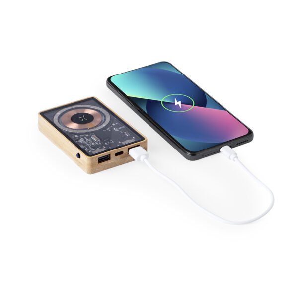Bamboo Transparent Surface Power Bank 5000 mAh With 15W wireless ...